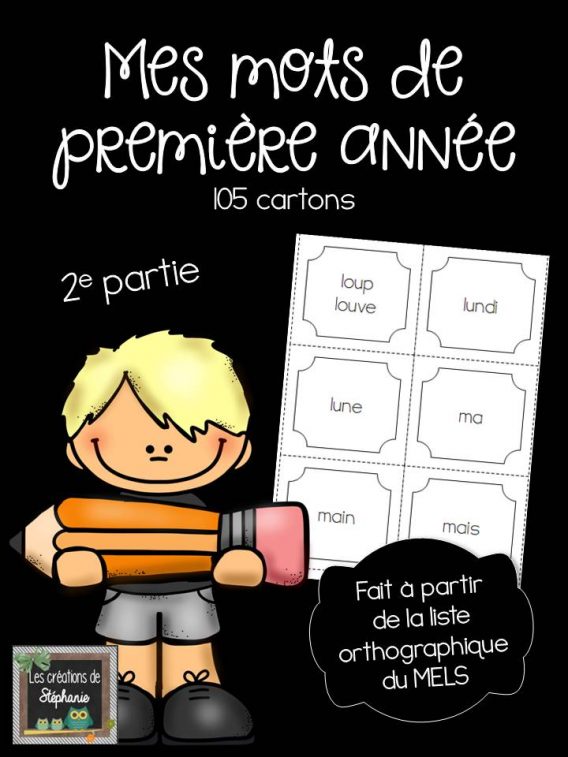 Mes mots de première année – CARTONS (Partie 2)