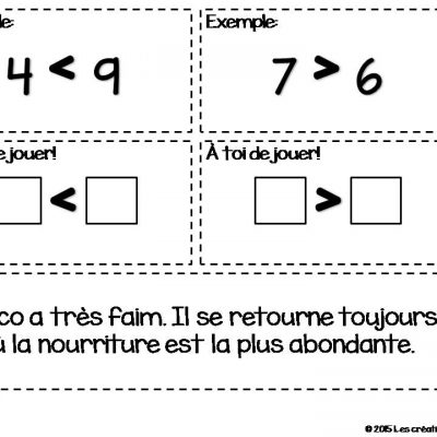 Comparaison de nombres – Cahier interactif