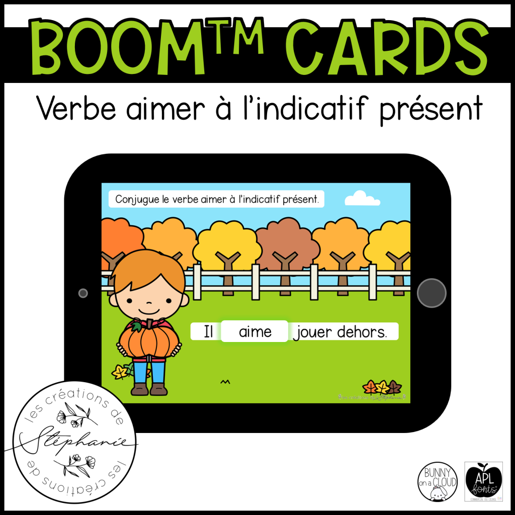 Cartes BOOM™ Verbe aimer à l’indicatif présent